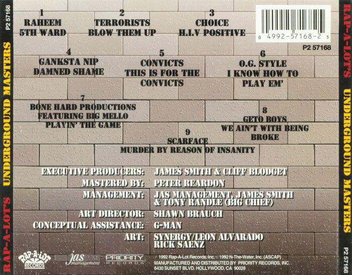 Rap-A-Lot's Underground Masters by Various (CD 1992 Priority Records ...